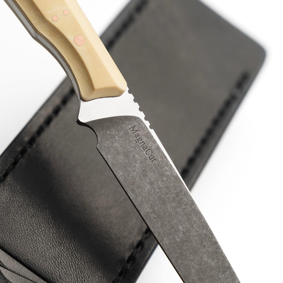 Custom Antique Ivory Paper Micarta Espina – Sangin Knives